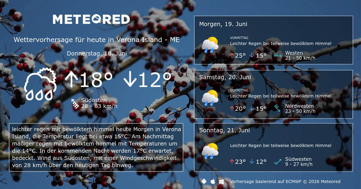Das Wetter für Verona Island - ME. 14-Tage Wettervorhersage - Meteored ...